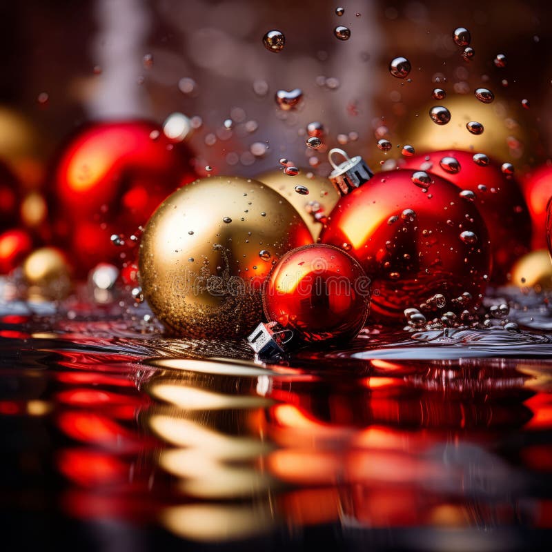 Christmas Ornaments in Water with Bubbles Stock Illustration ...