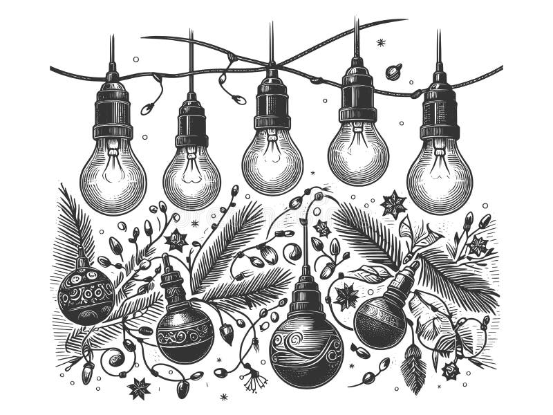 Christmas Ornate Hanging String Lights Vector Stock Illustration ...