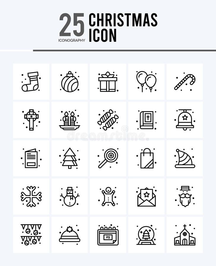 25 Christmas Outline Icons Pack Vector Illustration Stock Vector ...
