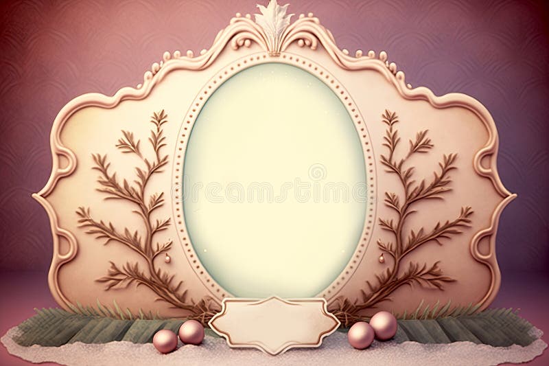 Christmas Oval Frame Card Illustration with Place for Your Text Retro ...