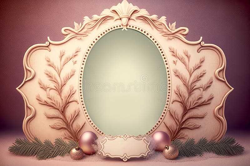 Christmas Oval Frame Card Frame with Place for Your Text Illustration ...
