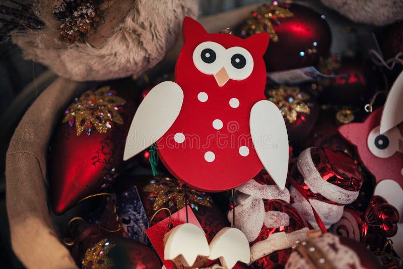 Christmas Owl Decorations Hand Made Stock Photo - Image of craft ...