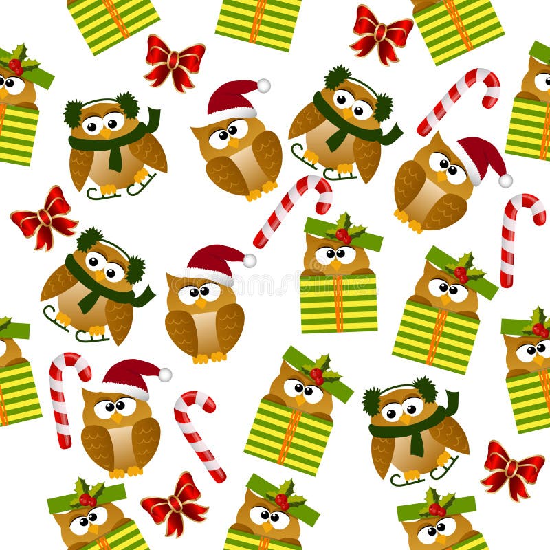 Christmas owl in santa hat stock vector. Illustration of happy - 81987855