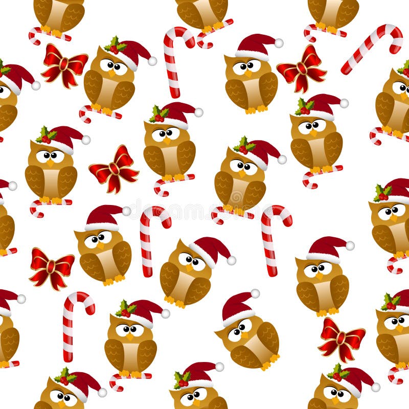 Christmas owl in santa hat stock vector. Illustration of gift - 82217615