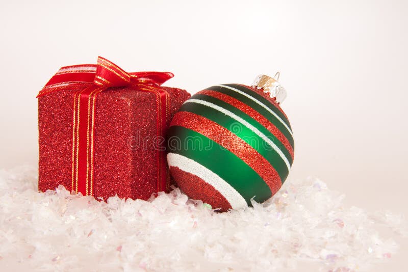 Christmas Package And Ornament Stock Photo - Image of ornament, snow ...