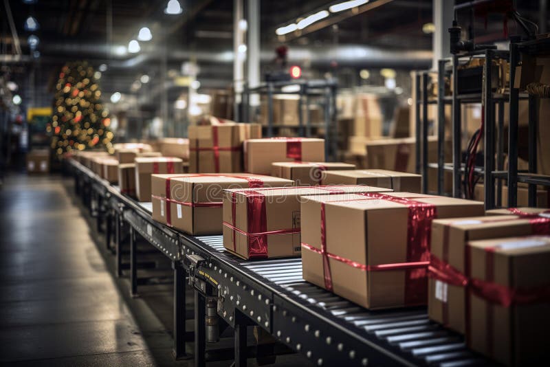 Streamlined Holiday Gift Processing in a Busy Warehouse Stock ...