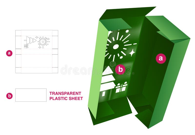 Christmas Packaging Box Die Cut Template Stock Vector - Illustration of ...