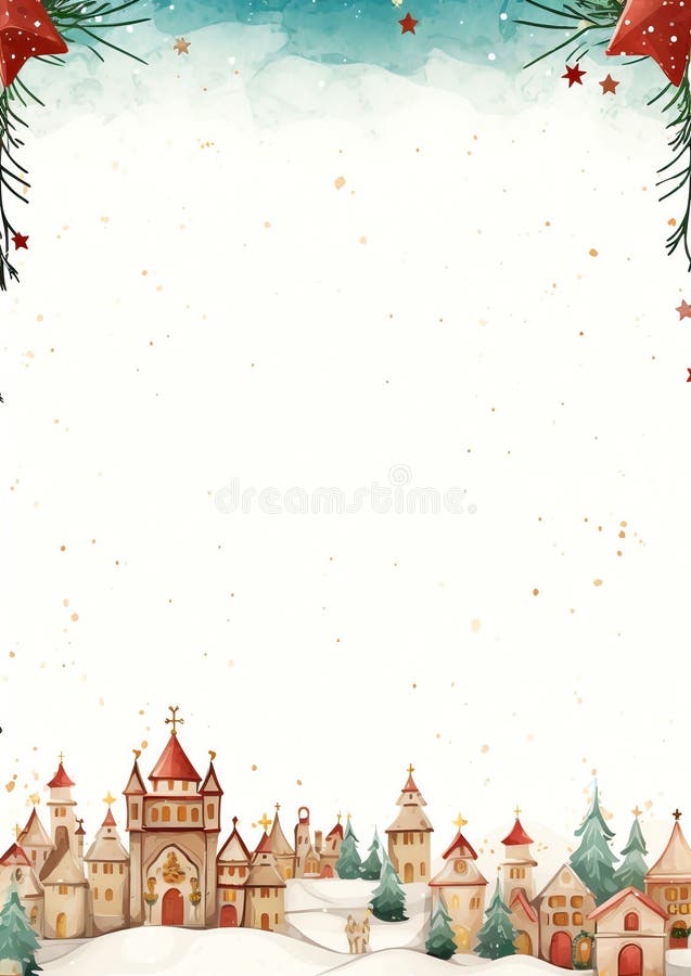 Christmas Pageant Watercolor Winter Border Stock Illustration ...