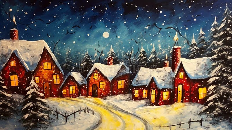 Christmas Painting Festive Card Stock Illustration - Illustration of ...