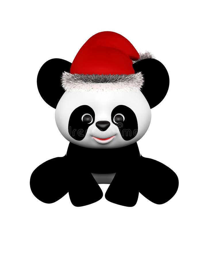 Christmas Panda with Santa Hat - Sitting Stock Illustration ...