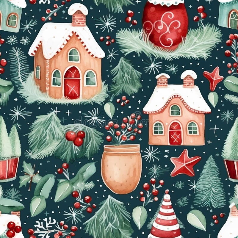 Christmas Paper Pattern, Featuring Joyful Holiday Elements in a ...