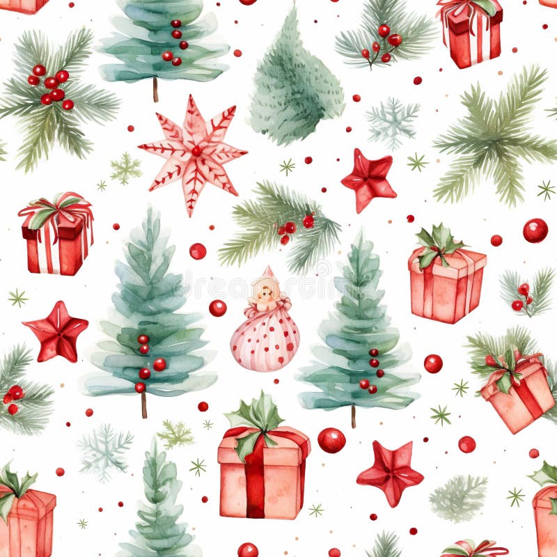 Christmas Paper Pattern, Featuring Joyful Holiday Elements in a ...