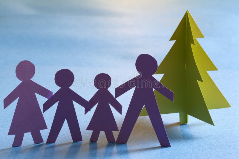 Christmas Paper Tree and Family Stock Image - Image of paper, tree ...