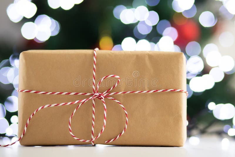 Christmas Parcel,new Year Present or Gift with Sparkle Bokeh Background ...