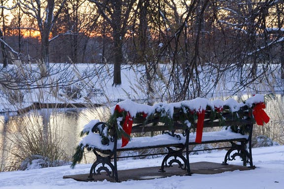Christmas Park Bench stock image. Image of bench, christmas - 6764725