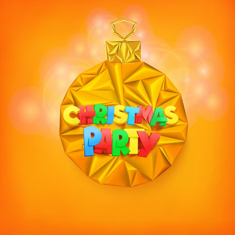 Christmas Party Card Template with Golden Ball Stock Illustration ...