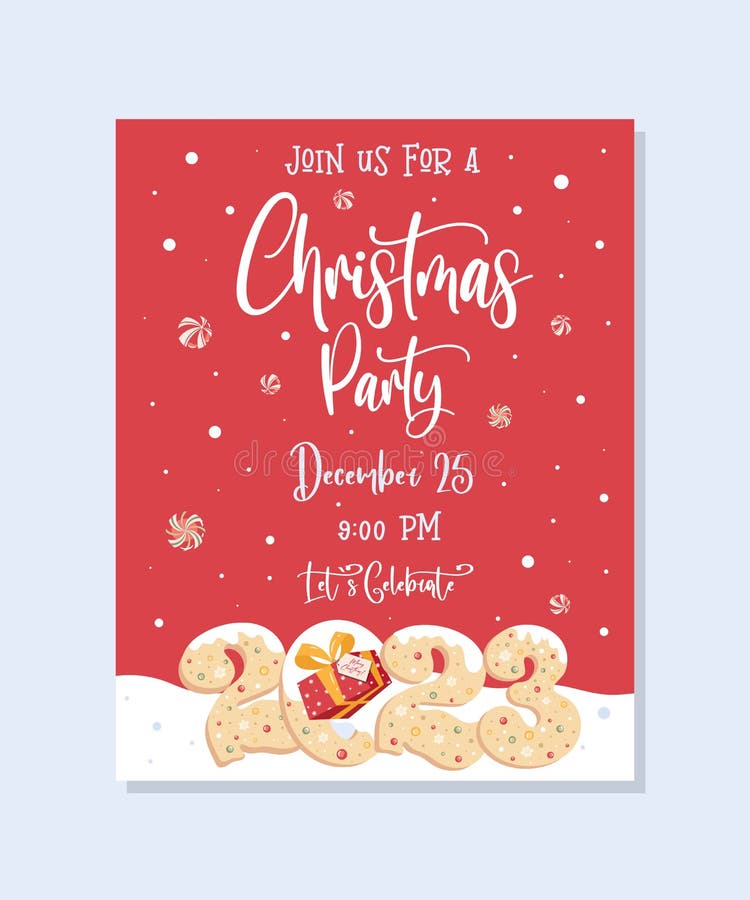 Christmas Party Invitation. Vector Template with Calligraphy and Hand ...