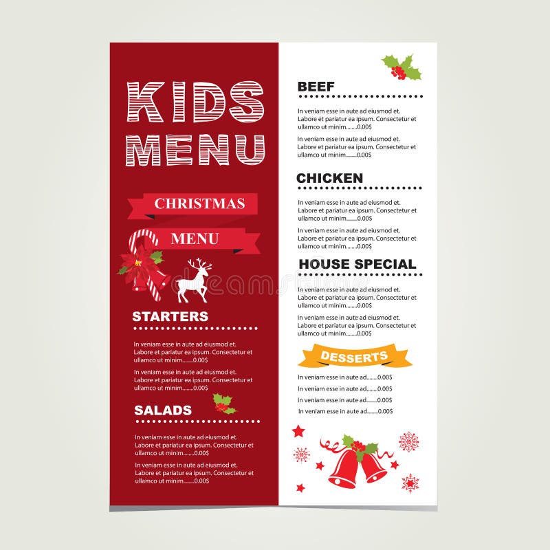 Christmas party menu. stock vector. Illustration of banner - 61681746