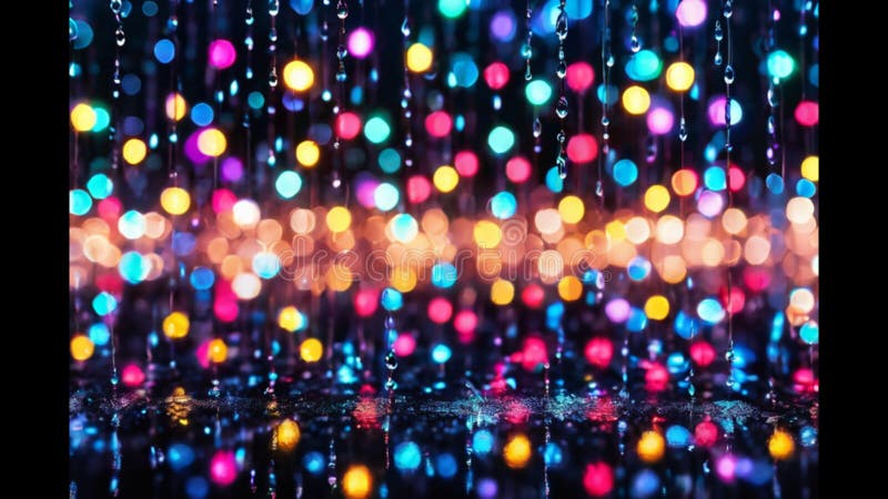 Christmas Party. Rain Background of Lights and Fireworks Stock ...