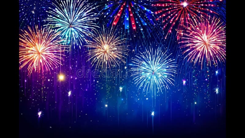 Christmas Party. Rain Background of Lights and Fireworks Stock ...