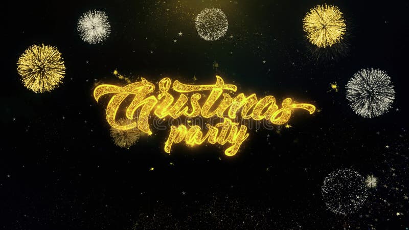 Christmas Party Text Wishes Reveal from Firework Particles Greeting ...
