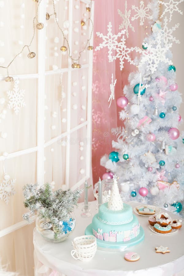 Christmas Pastel Decorations in a Studio Stock Image - Image of winter ...