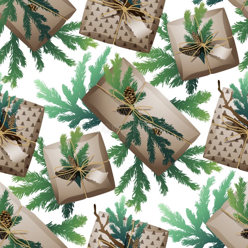 Christmas Pattern with Gift Packages Stock Vector - Illustration of ...