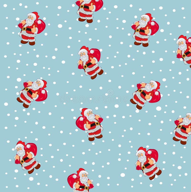 Christmas Pattern with Santa Claus and Snow, Wrapping Paper, Vector ...