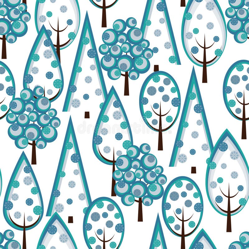 Snowflake Textured Christmas Trees Seamless Stock Vector - Illustration ...