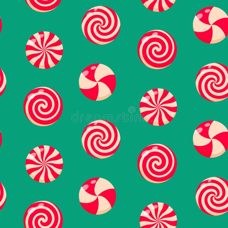 Christmas Peppermint Swirl Candies Seamless Pattern. Christmas ...