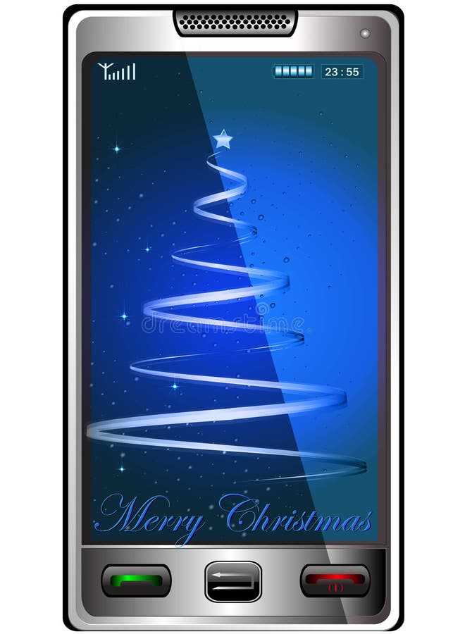 Christmas and phone stock vector. Illustration of blue - 17035806