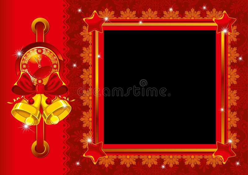 Christmas Photo Frame with Bells Stock Vector - Illustration of holiday ...