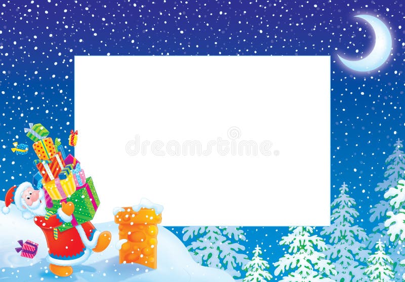Christmas Photo Frame / Border with Santa Claus Stock Illustration ...