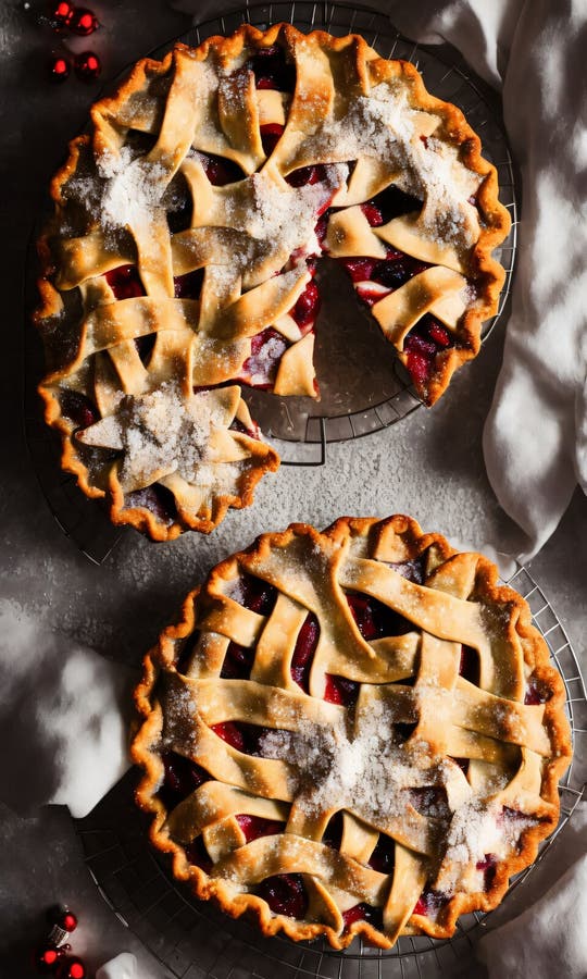 A Christmas Pie on a Cooling Rack, with a Backdrop of a Snowy Window ...