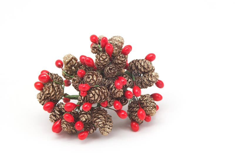 Christmas Pine Cones and Red Berries Stock Image - Image of season ...