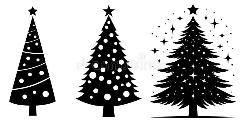 Christmas or Pine Tree Silhouette Set Collection Vector Illustration ...