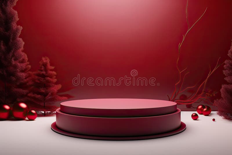 Christmas Podium Backdrop Ruby Color Background Generative Ai Stock ...