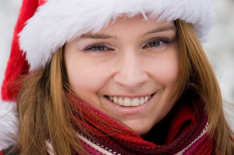 Christmas Portrait of a Beautiful Woman Stock Photo - Image of body ...