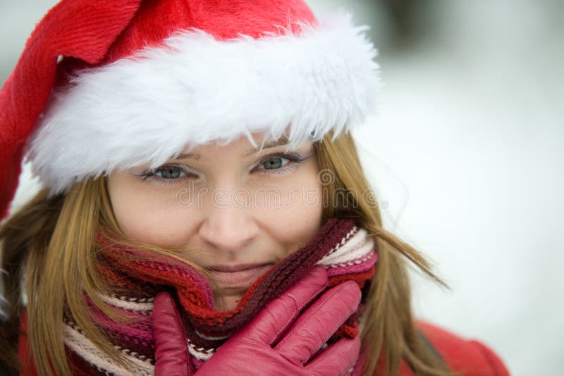 Christmas Portrait of a Beautiful Woman Stock Image - Image of portrait ...