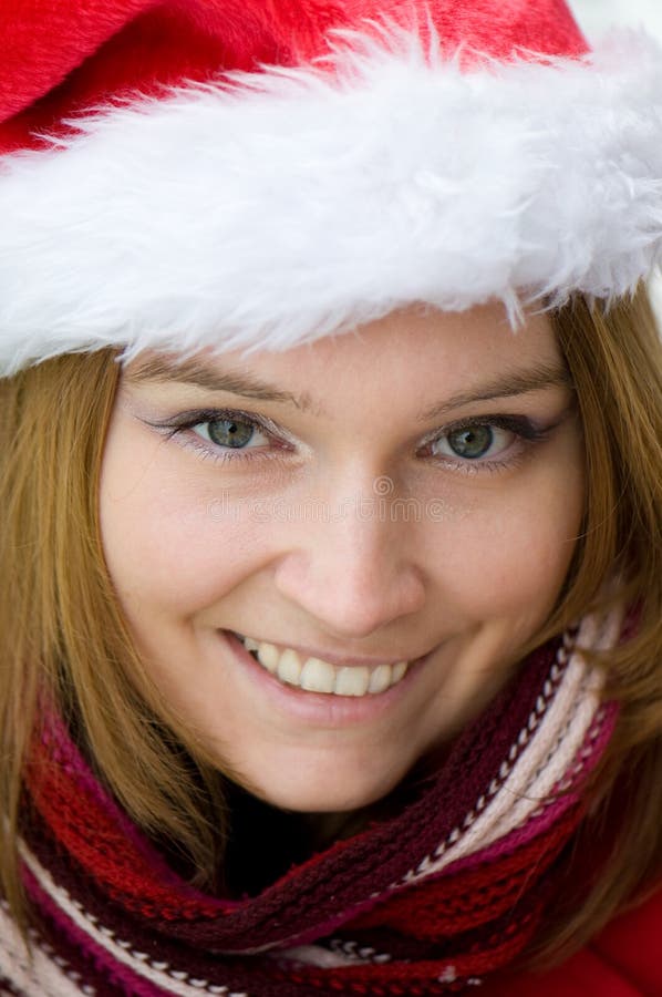 Christmas Portrait of a Beautiful Woman Stock Photo - Image of ...