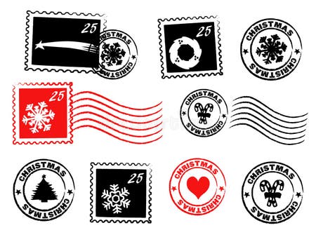 Christmas Postage Vector Set Stock Vector - Illustration of collection ...