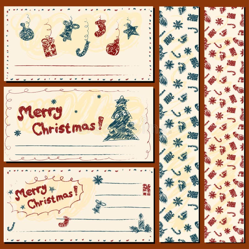 Christmas postcards set stock vector. Illustration of drawn - 46506232