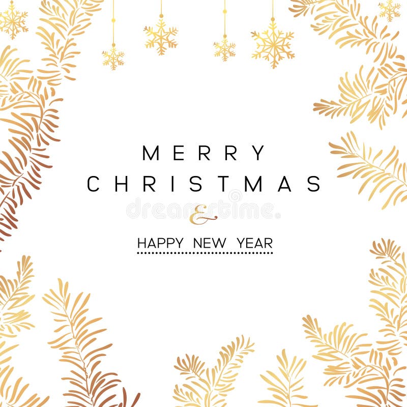 Christmas Poster of Christmas Background with Golden Branches of ...