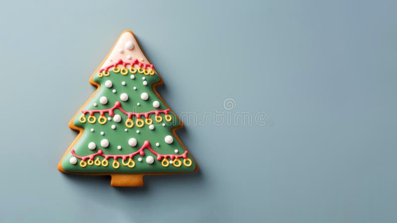 Christmas Poster with Sugar Cookies Tree with Patterns on a Flat Stock ...