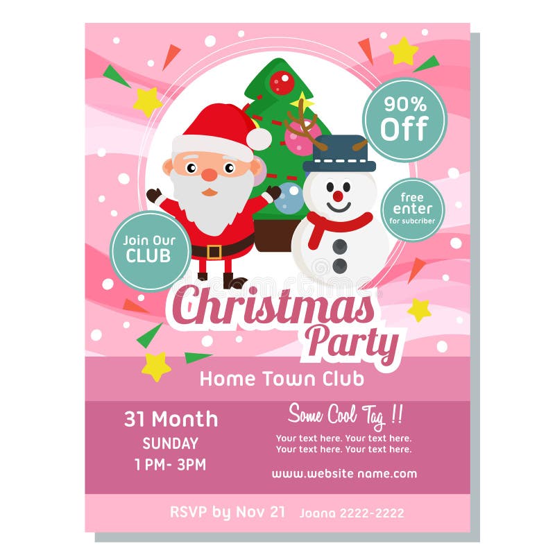 Christmas Poster Template Cute Santa and Tree Decoration Stock Vector ...