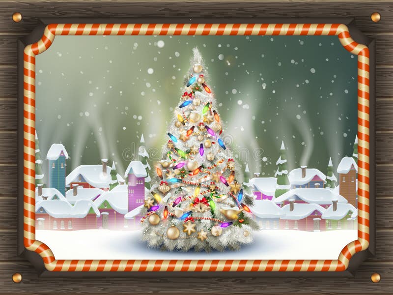 Christmas Poster with Village. EPS 10 Stock Vector - Illustration of ...