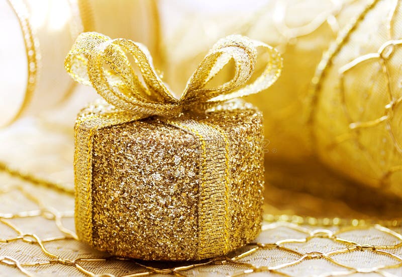 Christmas present stock photo. Image of congratulate, gold - 386378