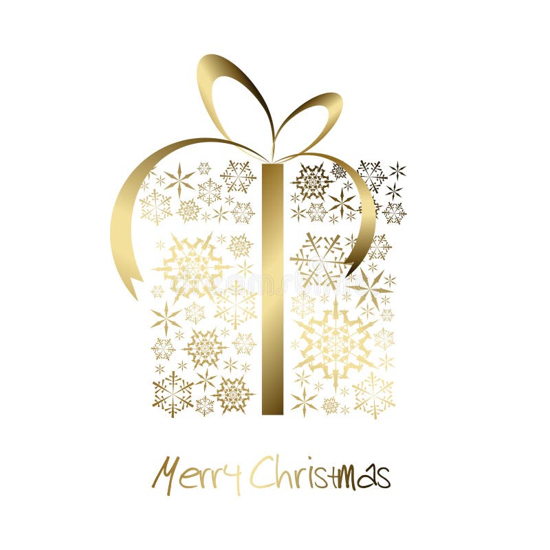 Christmas Present Box Made from Golden Snowflakes Stock Vector ...