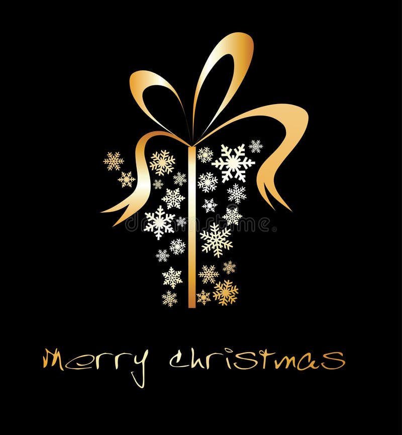 Christmas Present Box Made from Golden Snowflakes Stock Vector ...