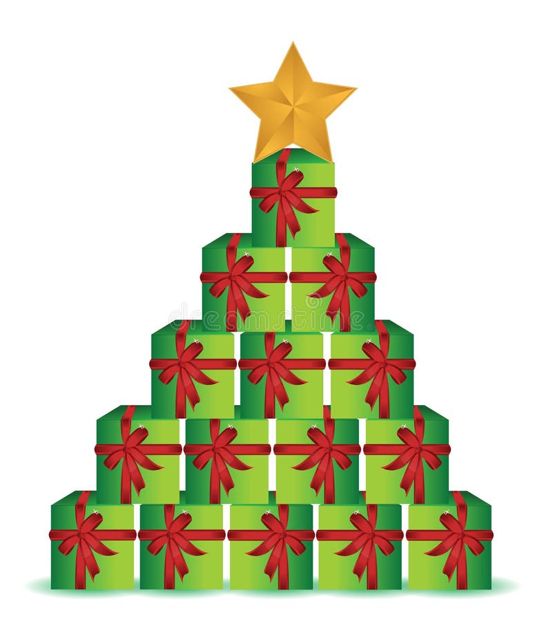 Christmas Present Box Tree Illustration Stock Vector - Illustration of ...
